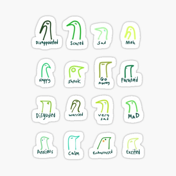 "Bird Emotions Chart " Sticker for Sale by Alilcasias | Redbubble