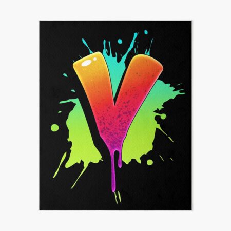 "Graffiti Letters V Letter Colorful Paint Splash Style" Art Board Print ...