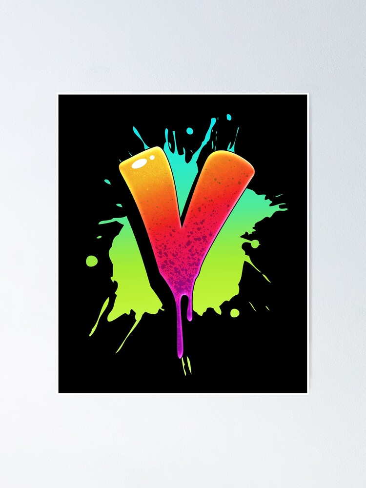 "Graffiti Letters V Letter Colorful Paint Splash Style" Poster for Sale ...