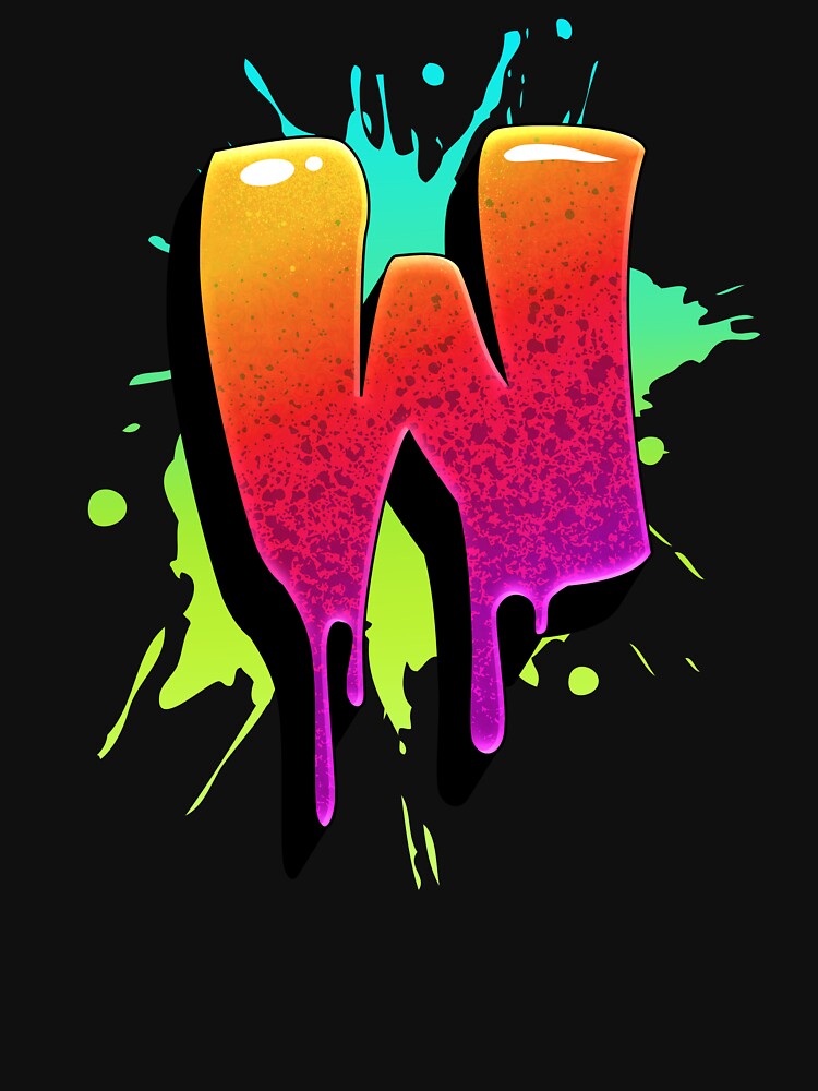 "Graffiti Letters W Letter Colorful Paint Splash Style" T-shirt for ...