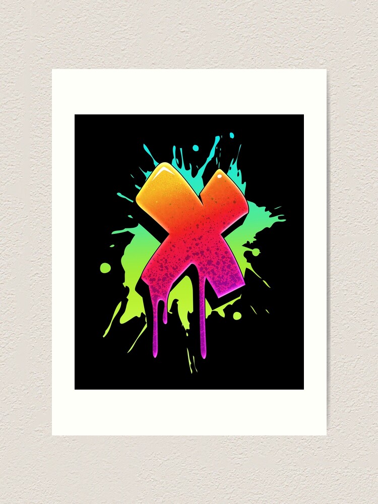 "Graffiti Letters X Letter Colorful Paint Splash Style" Art Print for ...