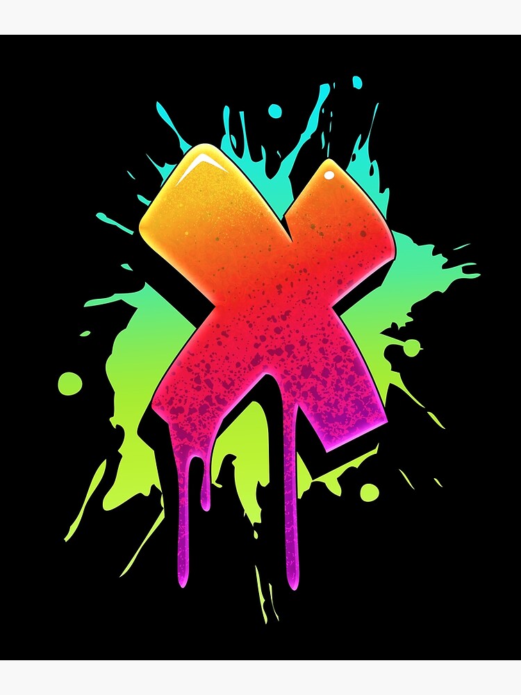 "Graffiti Letters X Letter Colorful Paint Splash Style" Poster for Sale ...