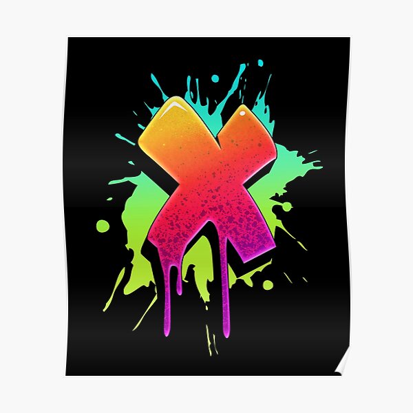 "Graffiti Letters X Letter Colorful Paint Splash Style" Poster for Sale ...