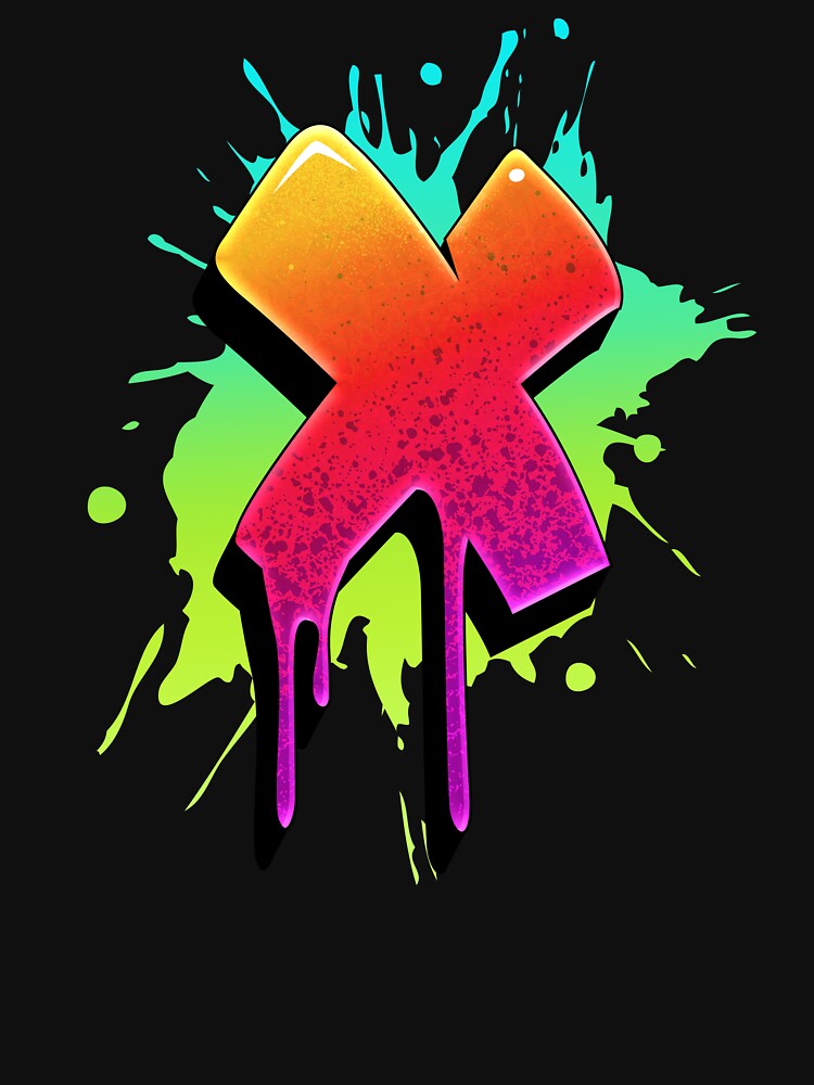 "Graffiti Letters X Letter Colorful Paint Splash Style" T-shirt for ...