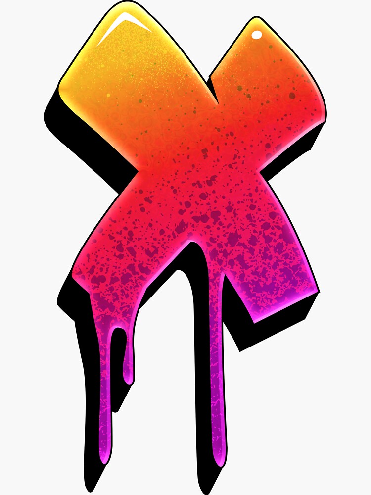 "Graffiti Letters X Letter Colorful Paint Splash Style" Sticker for ...