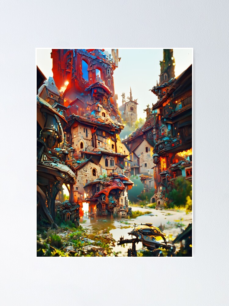 "Fantasy Guild Village" Poster for Sale by OpusKael | Redbubble