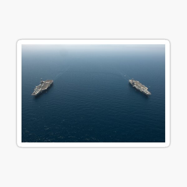 "USS George H.W. Bush transits alongside USS Harry S. Truman." Sticker ...