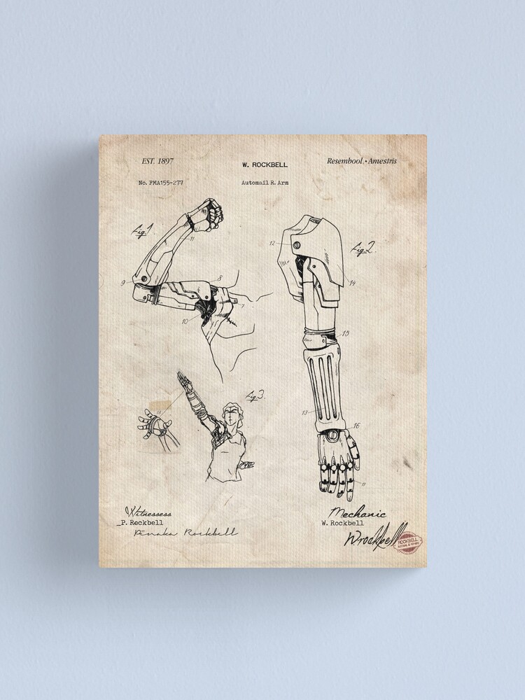 "Fullmetal Alchemist - Automail Arm Patent Drawing" Canvas Print for ...