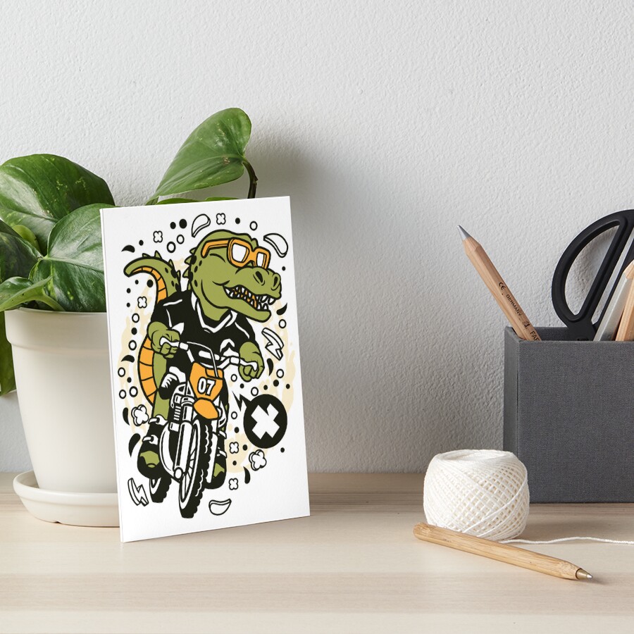 "T-rex motocross" Art Board Print for Sale by Stickpat | Redbubble