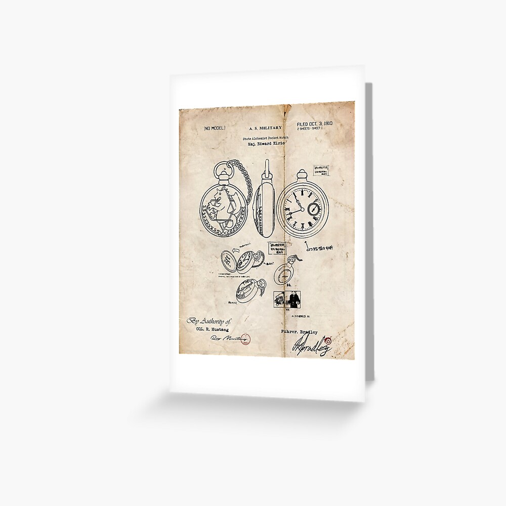 "Fullmetal Alchemist - State Alchemist Pocket Watch Patent Drawing ...