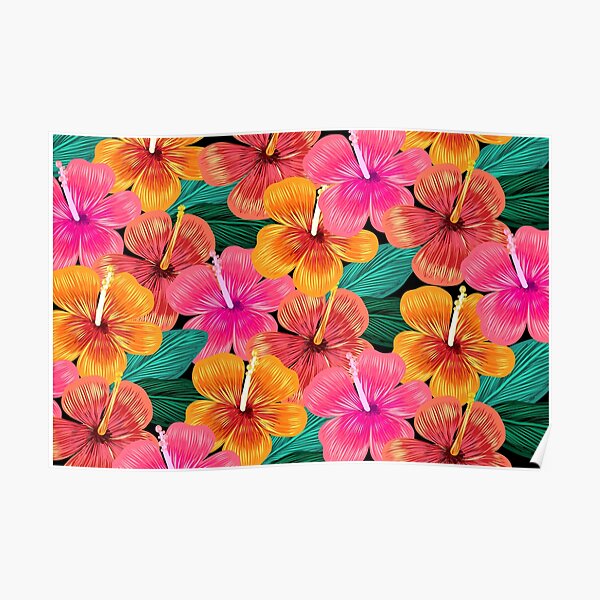 "Hibiscus Flowers" Poster for Sale by DusicaP | Redbubble