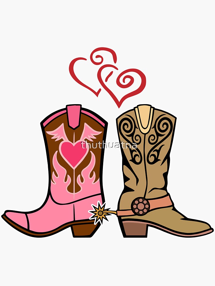 Pegatina «Botas vaqueras y botas vaqueras ilustradas camiseta» de ...