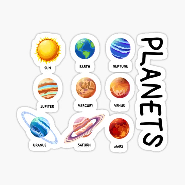 "Planets Colour " Sticker for Sale by Printsinthega | Redbubble
