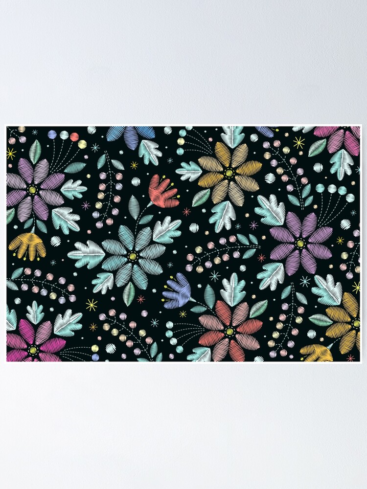 "Traditional Embroidery Look Floral Design" Poster for Sale by DusicaP ...