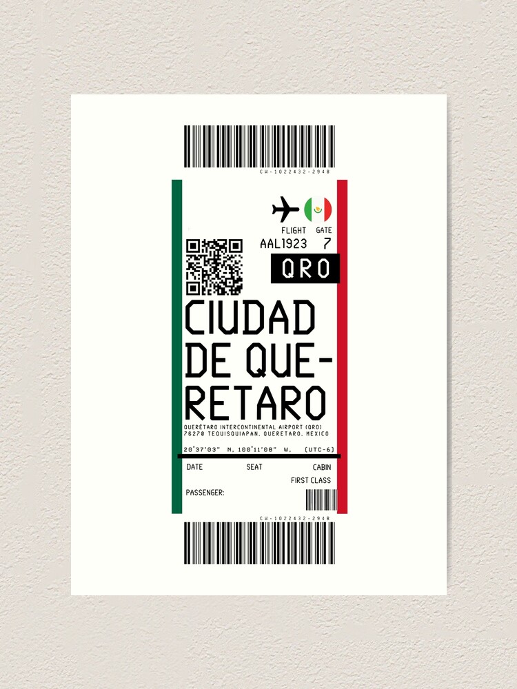 "Queretaro International Airport (QRO) Boarding Pass rickrolled" Art ...