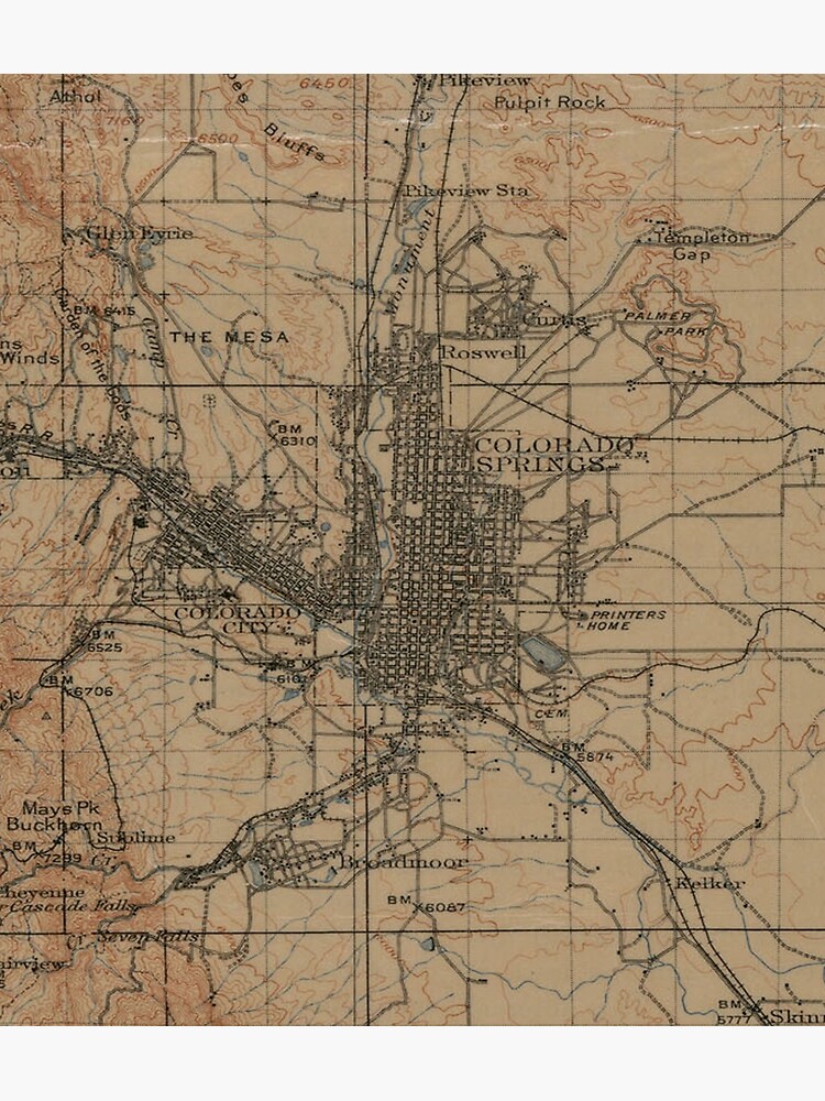 "Vintage Map of Colorado Springs CO (1907)" Photographic Print by ...