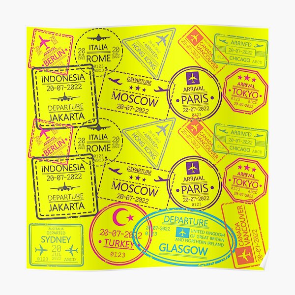 "Passport Stamps collection pattern" Poster for Sale by jassimGA ...