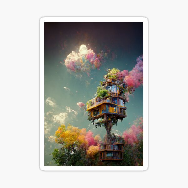 "Post Apocalyptic Tree House #7" Sticker for Sale by SliceOfColor ...