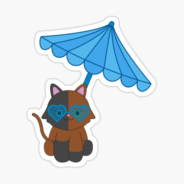 "Cat with blue parasol" Sticker for Sale by Samuel-Ruhland | Redbubble