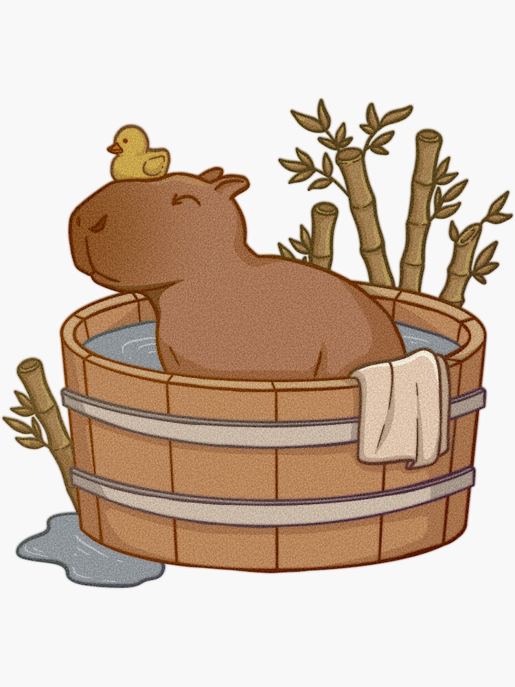 "Capybara Bath" Sticker for Sale by PinkaPi | Redbubble