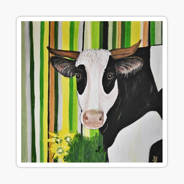 "striped cow" Sticker for Sale by susannvoelske | Redbubble