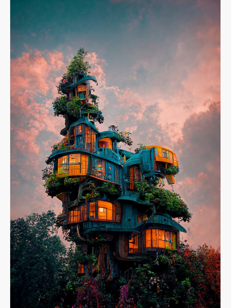 "Post Apocalyptic Tree House #14" Sticker for Sale by SliceOfColor ...