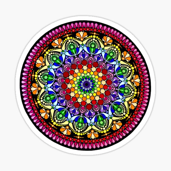 "Rainbow Mandala Dot Art" Sticker for Sale by lottidotz | Redbubble