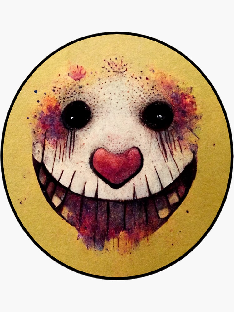 "Creepy Clown Smiley Face version 2" Sticker for Sale by SmileyDan ...