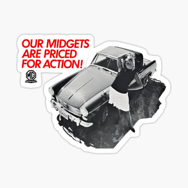 "MG MIDGET - ADVERT" Sticker for Sale by ThrowbackM3 | Redbubble