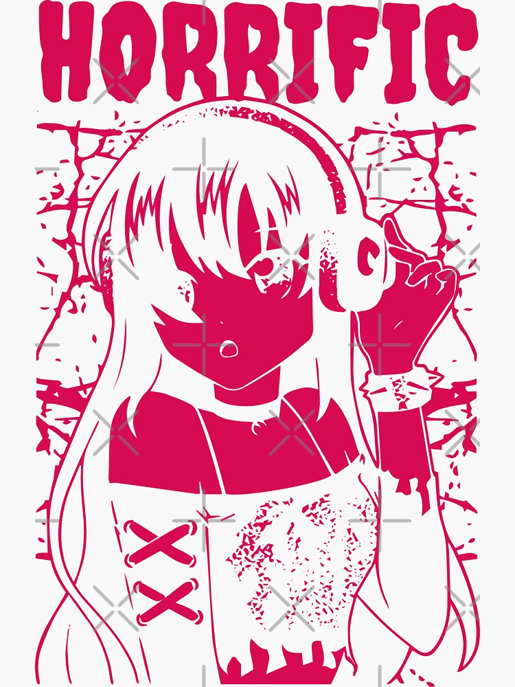 "Dark anime girl horrific design" Sticker for Sale by Palteeshop ...