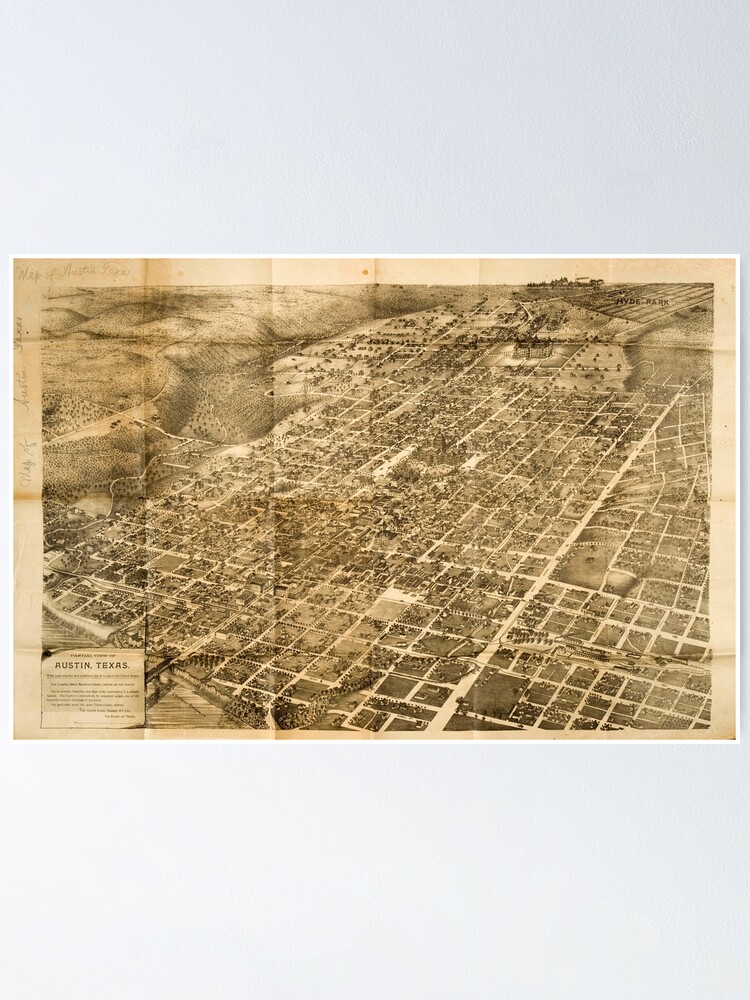 "Vintage Pictorial Map of Austin Texas (1890) " Poster for Sale by ...