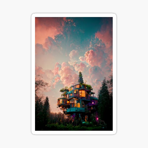 "Post Apocalyptic Tree House #16" Sticker for Sale by SliceOfColor ...
