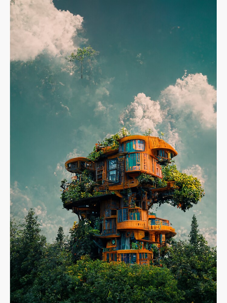 "Post Apocalyptic Tree House #17" Sticker for Sale by SliceOfColor ...