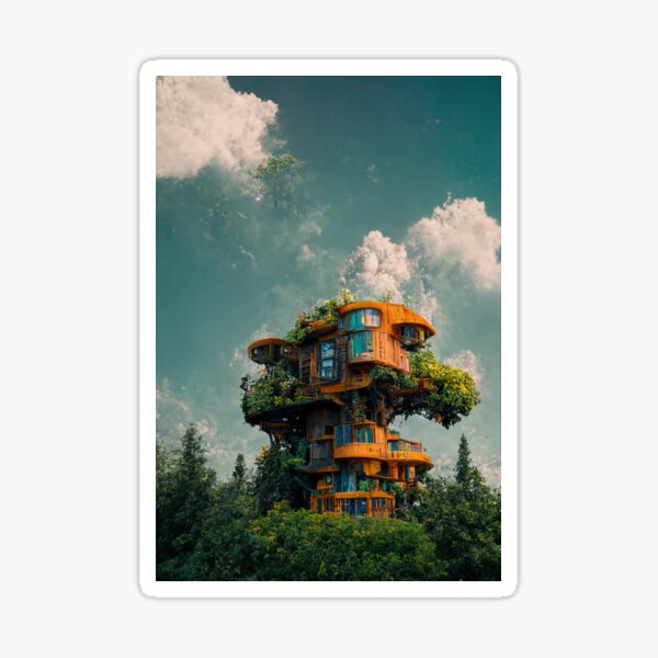 "Post Apocalyptic Tree House #17" Sticker for Sale by SliceOfColor ...