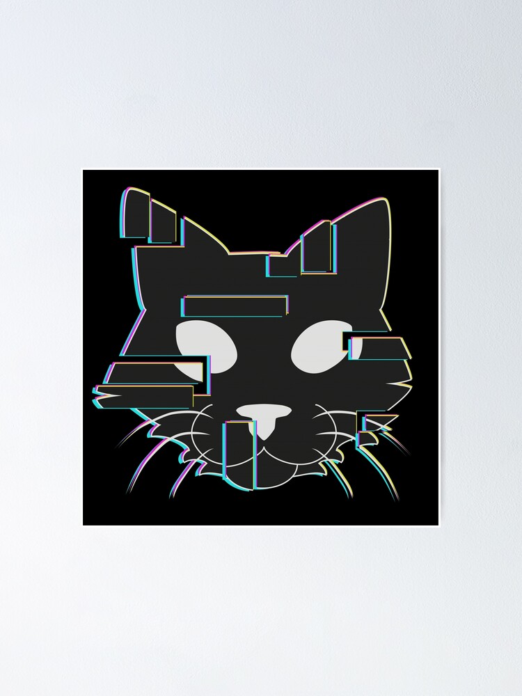 "Glitch Cat" Poster for Sale by galaxydaydreams | Redbubble