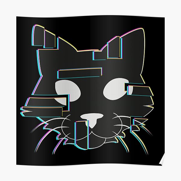 "Glitch Cat" Poster for Sale by galaxydaydreams | Redbubble