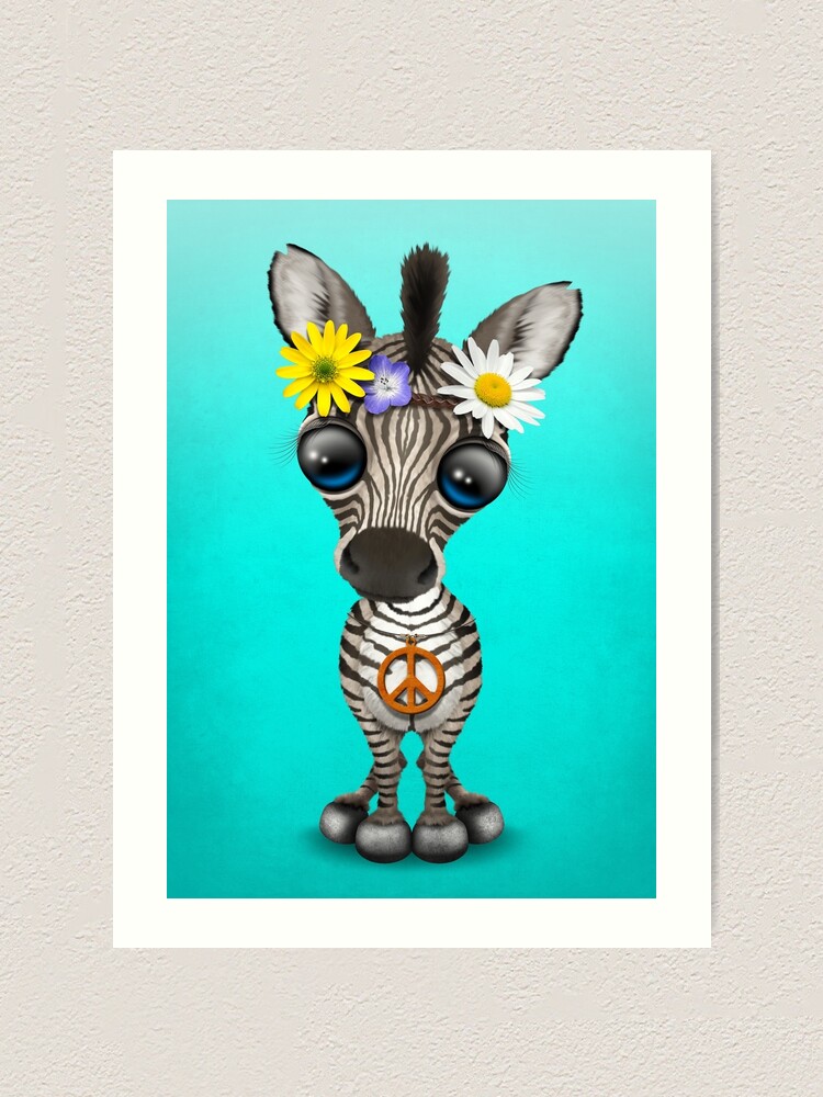 "Cute Baby Zebra Hippie" Art Print for Sale by JeffBartels | Redbubble