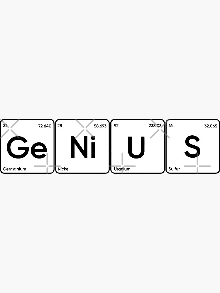 "Genius Periodic Table of Elements" Sticker for Sale by 5thseason-shop ...