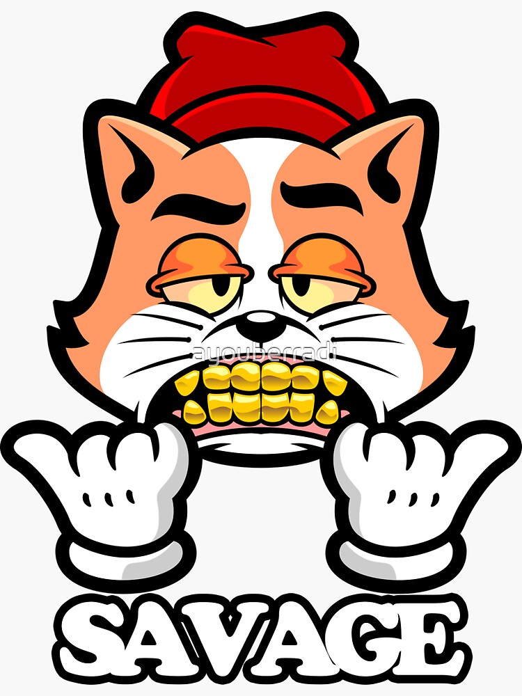 "Savage cat " Sticker for Sale by ayouberradi | Redbubble