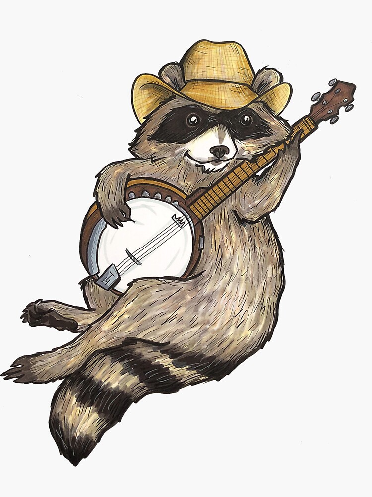 "Outlaw Country Raccoon" Sticker for Sale by degopunk | Redbubble