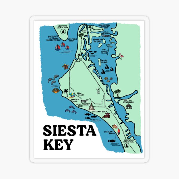 Florida Map Siesta Key Siesta Key Florida Map Art" Postcard For Sale