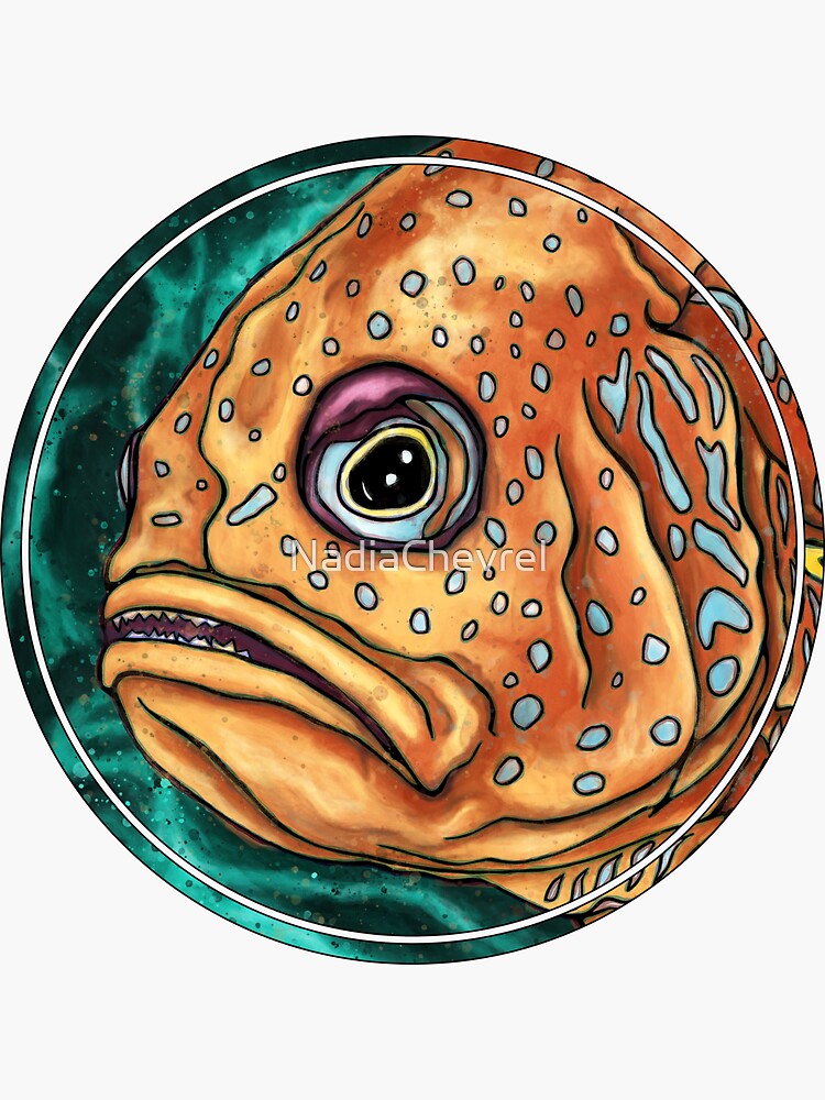 "Grumpy old fish painting, pop art fish" Sticker for Sale by ...