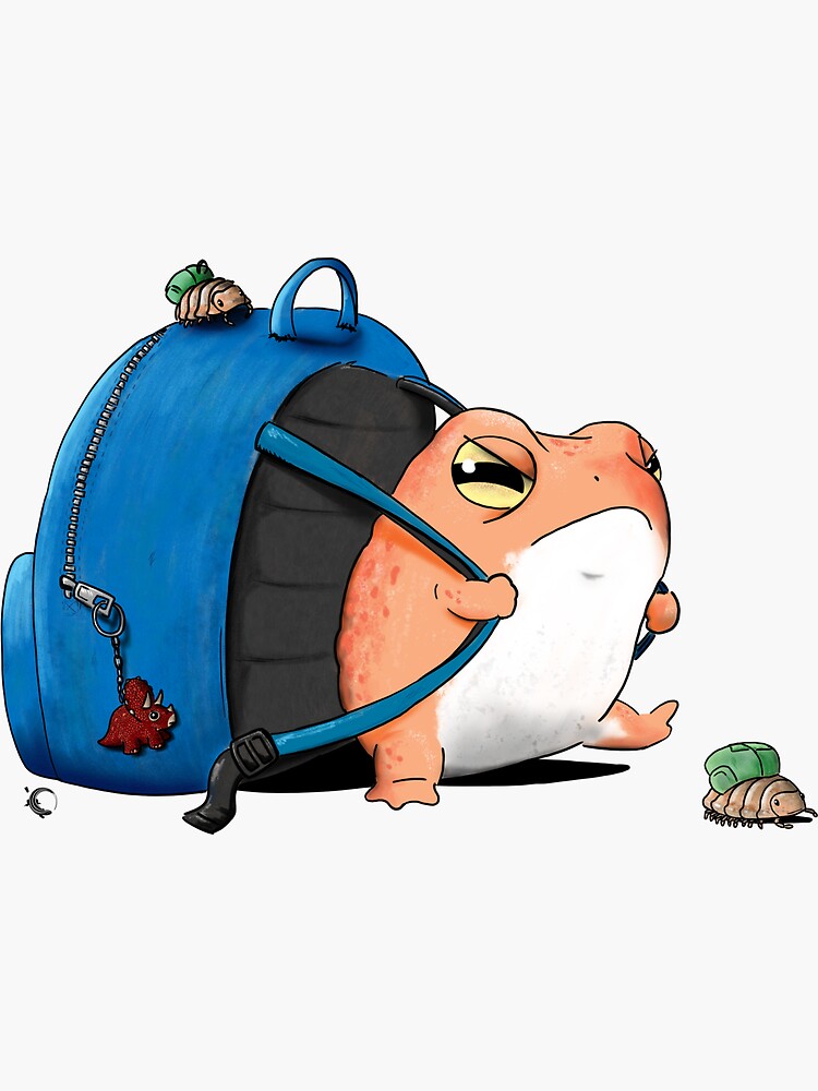 "Backpack back to school Frog" Sticker for Sale by Moo-SB | Redbubble