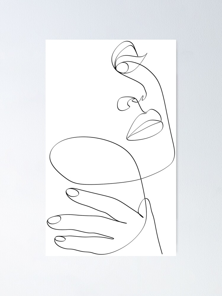 Abstract Girl Face Continuous One Line Drawing Minimalism Design