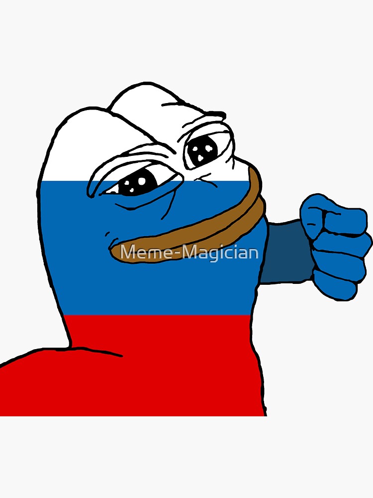 "Punching Pepe (Russia)" Sticker by Meme-Magician | Redbubble