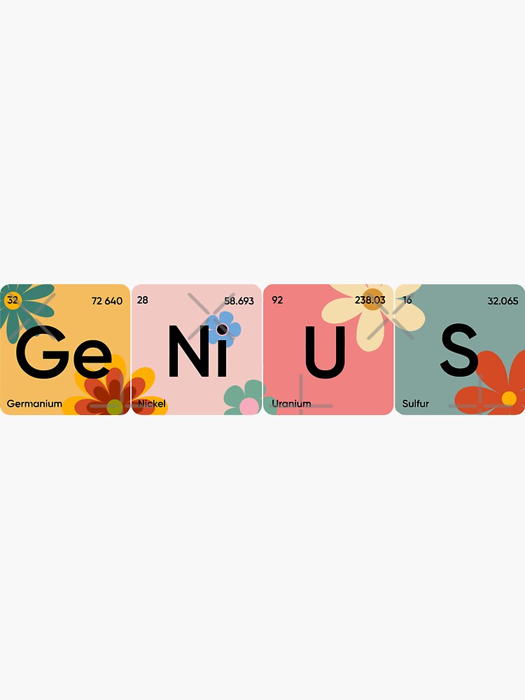 "Genius Periodic Table of Elements" Sticker for Sale by 5thseason-shop ...