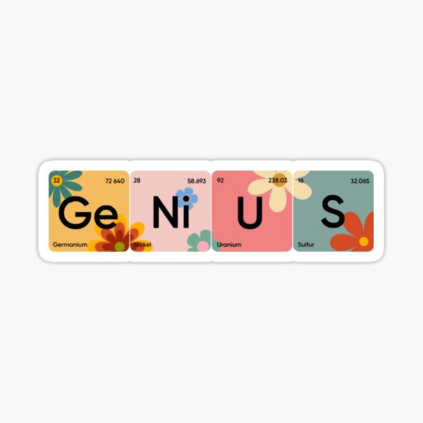 "Genius Periodic Table of Elements" Sticker for Sale by 5thseason-shop ...