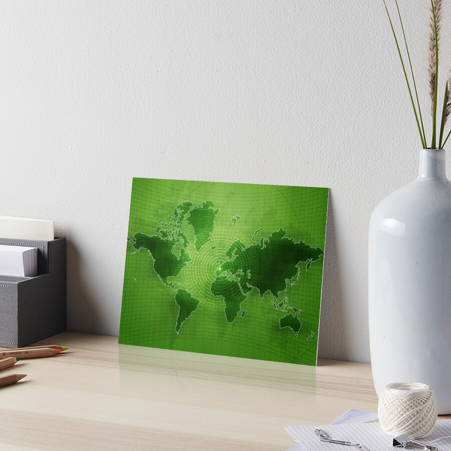 "Binary Code World Map - The Matrix Neon Geometric Abstract Global Map ...