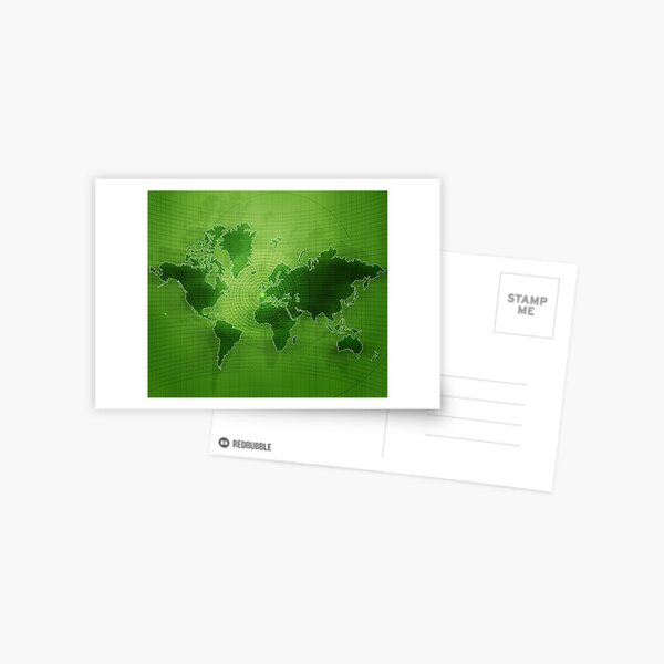 "Binary Code World Map - The Matrix Neon Geometric Abstract Global Map in binary code" Postcard ...