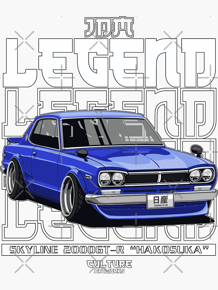 "JDM Legend HAKOSUKA GTR Blue" Sticker for Sale by Jalcalart | Redbubble